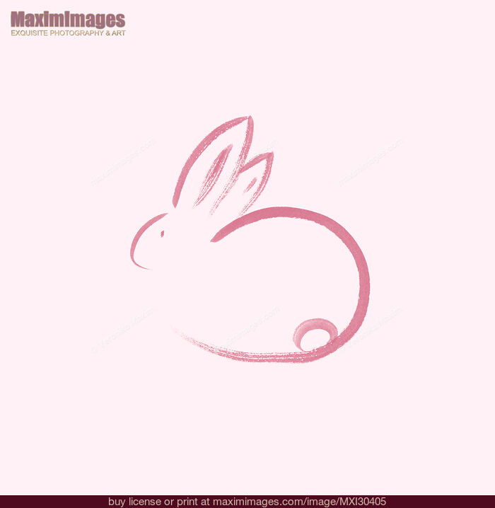 Cute pink bunny art design illustration. Stock Image MXI30405