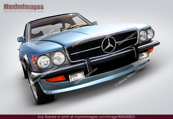 Light Blue Mercedes-Benz 450SL. Stock Photo MXI30823