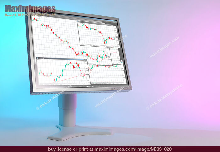 Monitor Displaying Forex Charts. Stock Photo MXI31020