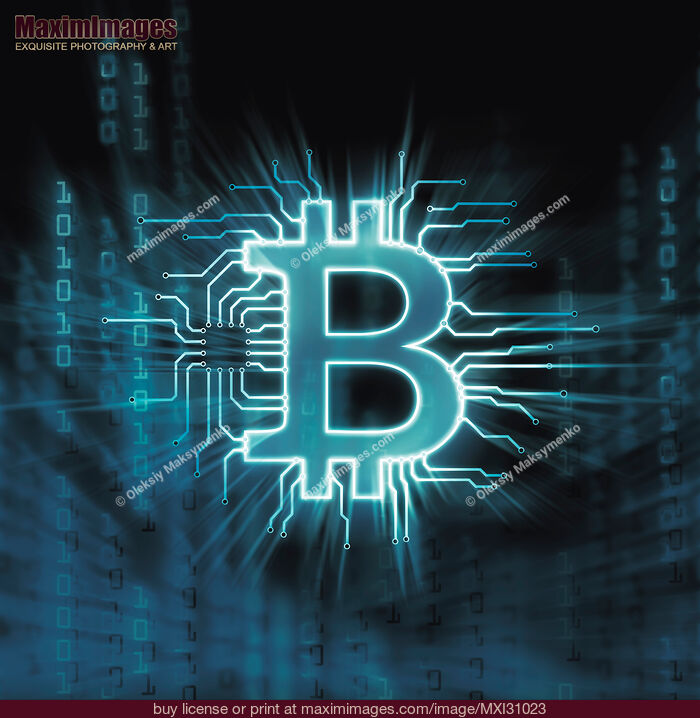 Bitcoin cryptocurrency digital currency symbol conceptual illustration. Stock Image MXI31023