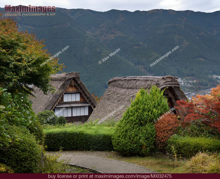 Historic Japanese rural house with thatched roofs at Gero Onsen Gassho ...