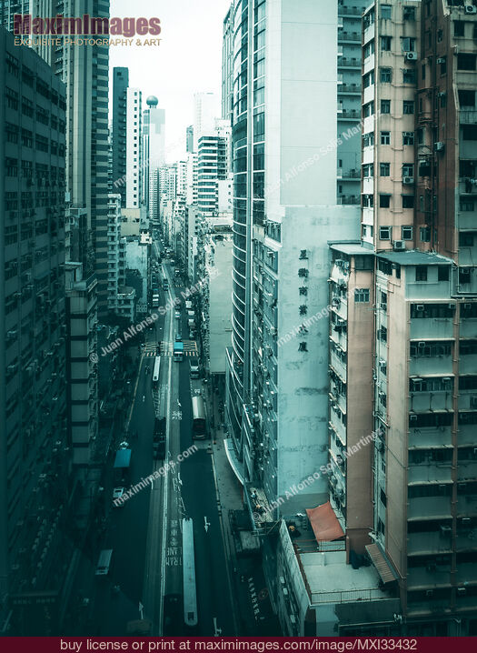 Residential high-rise buildings along a street in Hong Kong China ...