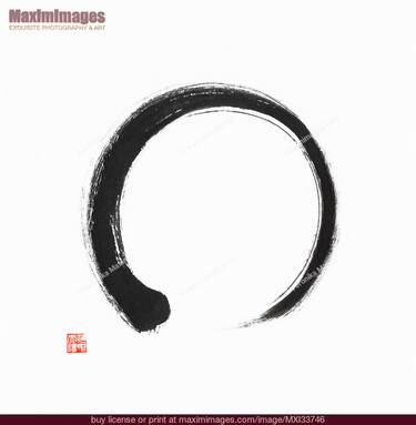 Zen Sumi-e painting of a black Enso infinity circle on white. Stock ...