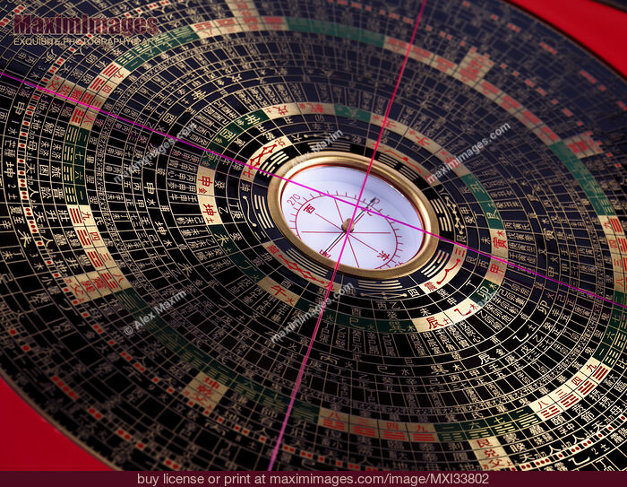 Chinese Feng Shui compass LuoPan metal plate of the Heaven dial with ...