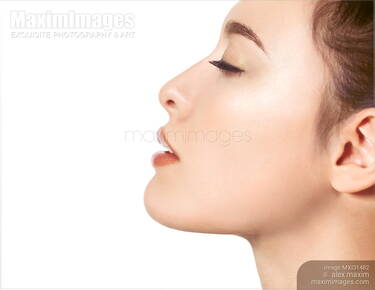 Photo of Beautiful young asian woman face profile close-up | Stock ...
