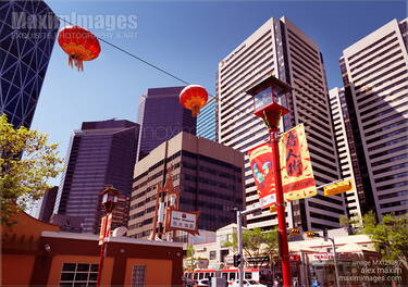 Photo of Calgary city Chinatown with its vivid colors and downtown ...