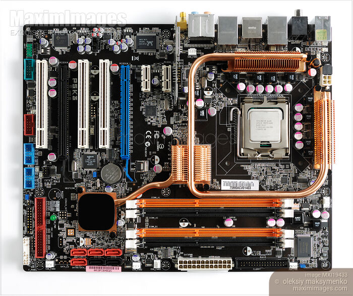 Photo of Computer Motherboard with Intel CPU | Stock Image MXI19433