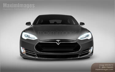 Photo of Gray Tesla Model S luxury electric car front view | Stock ...