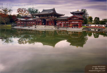 Photo of Phoenix Hall Hoo-do of Byodoin Buddhist temple in a peaceful ...