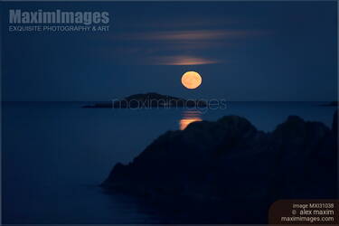 Photo of Rising big red Blood Moon Full Harvest Moon above Pacific ...