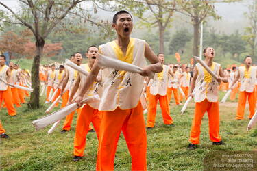 Photo of Students of Shaolin martial arts school conditioning their ...