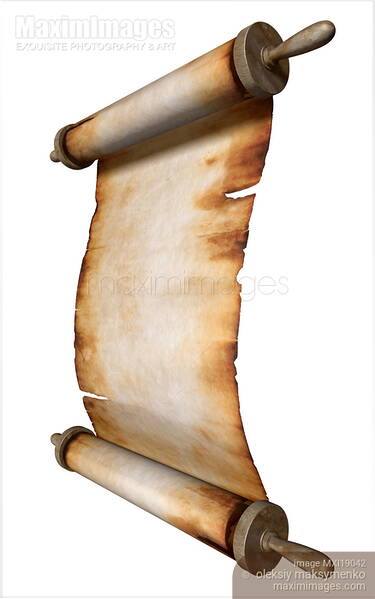 Image of Unfolded Vintage Roll of Parchment | Stock Image MXI19042