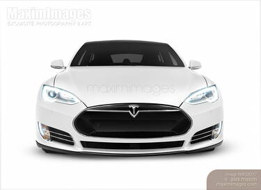 Photo of White Tesla Model S luxury electric car front view isolated ...