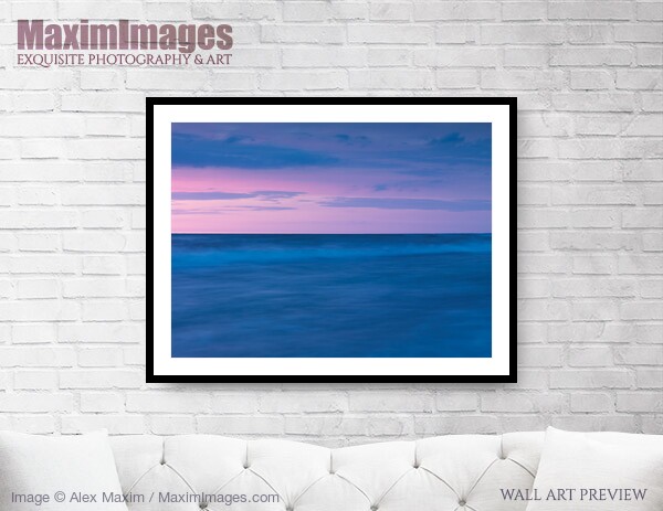 Art Print of Beautiful light blue sunset nature scenery of lake Huron ...