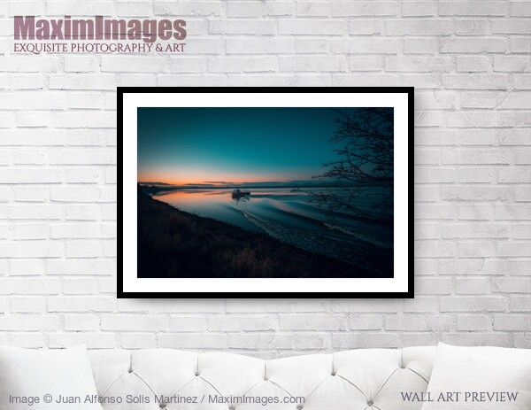 Art Print of Boat in twilight tranquil nature scenery at Dundalk Bay ...