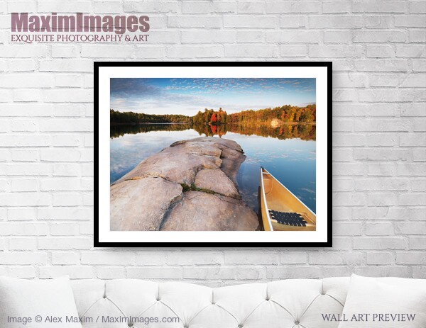 Art Print of Canoe at a Rocky Shore Autumn Nature Scenery | Wall Art # ...