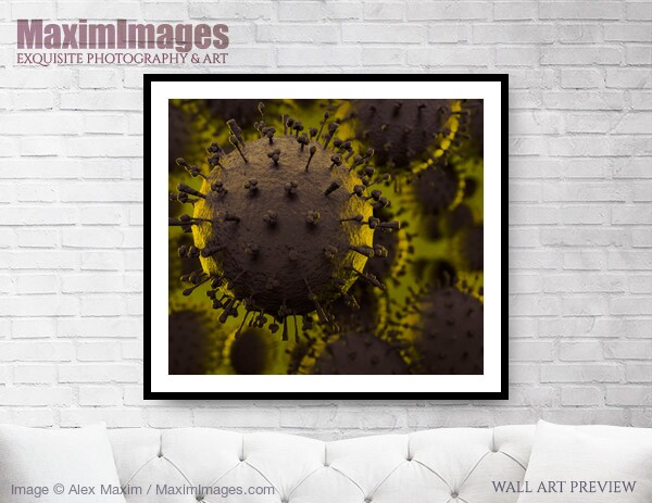 Art Print of Closeup of Flu virus particle Influenza A viral infection ...