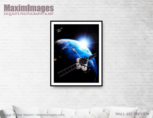 Art Print of Communication satellites Space internet Starlink concept ...