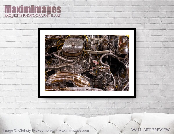 Art Print of Custom Car Chromed Engine | Wall Art #MXI21091