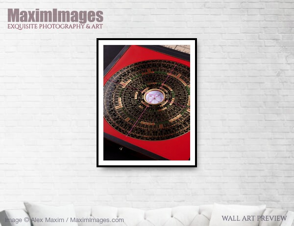 Art Print of Feng Shui geomantic compass Luo Pan black metal plate of ...