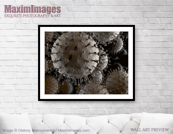 Art Print of Flu virus Influenza A spreading particles | Wall Art #MXI24103