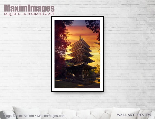 Art Print of Goju-No-To five-storey pagoda Gojunoto in dramatic autumn ...