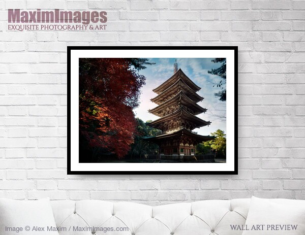 Art Print of Goju-No-To Gojunoto pagoda in fall nature scenery of ...