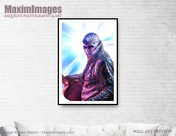 Art Print of Silver Elvis with a guitar | Wall Art #MXI20795