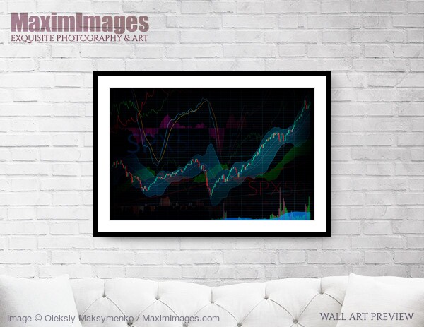 Art Print of Stock market SPX500 trading chart display indicators ...
