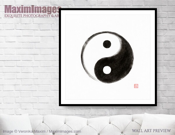 Art Print of Yin and Yang spiritual Daoist symbol sumi-e black ink ...